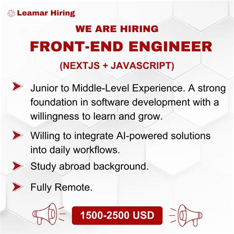 hiring frontendengineer nextjs cybersecurity leamar hiring