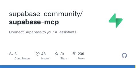 Github Supabase Community Supabase Mcp Connect Supabase To Your Ai Assistants