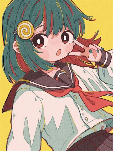 Koru Koruno Original Red Neckwear Bad Id Bad Pixiv Id Highres 1girl Blunt Bangs Brown