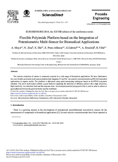 Pdf Flexible Polyimide Platform Based On The Integration Of Potentiometric Multi Sensor For
