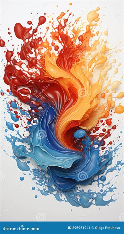 Imagen De Una Pintura Que Parece Una Ola De Pintura Sobre Un Fondo Blanco Con Colores Azul Rojo