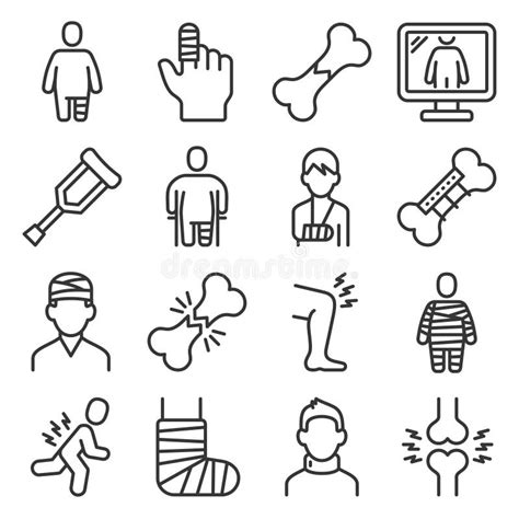 Fracture Bone Icons Set On White Background Vector Stock Vector