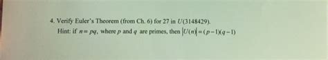 Solved Verify Euler S Theorem From Ch For In Chegg