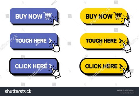 Click Here Button Click Cursor Set Stock Vector Royalty Free