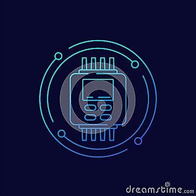 PLC Icon Programmable Logic Controller Linear Art Vector Illustration CartoonDealer