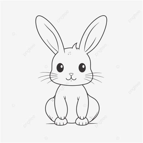 흰색 배경 윤곽선 스케치에 앉아 있는 귀여운 토끼의 캐릭터 그리기 벡터 쉬운 토끼 그리기 쉬운 토끼 개요 쉬운 토끼 스케치