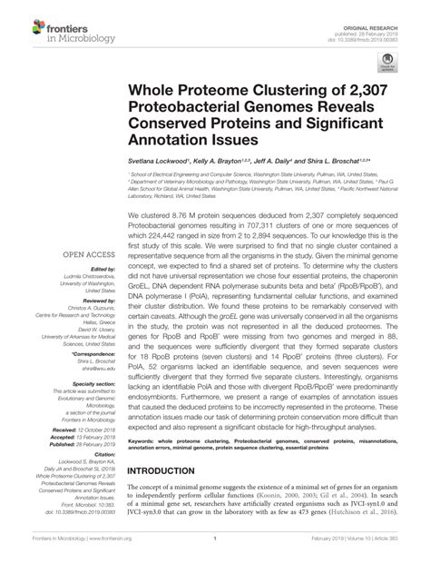 Pdf Whole Proteome Clustering Of 2307 Proteobacterial Genomes