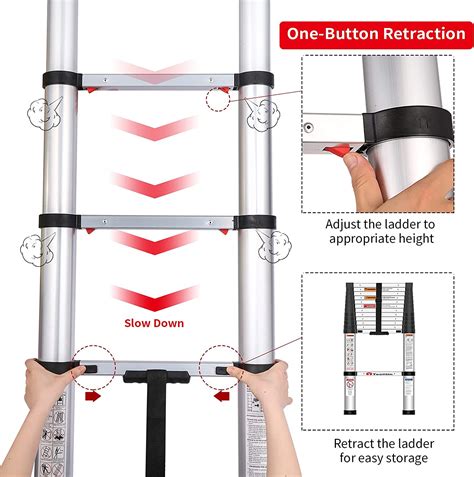 Buy Toolitin Telescoping Ladder85ft One Button Retraction Aluminum