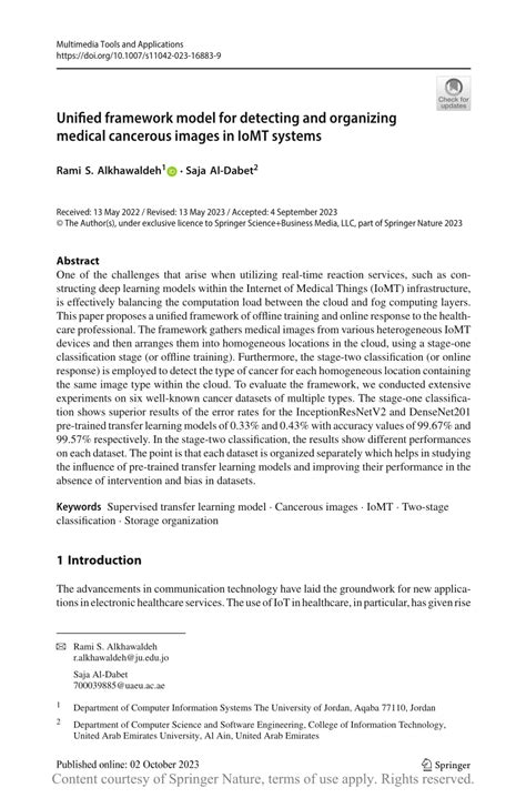 unified framework model for detecting and organizing medical cancerous