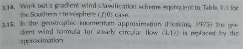 Solved 3 14 Work Out A Gradient Wind Classification Scheme