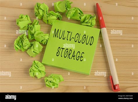 Sign Displaying Multi Cloud Storage Business Overview Use Of Multiple Cloud Computing And