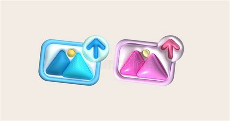 3d illustration icon upload image data data loading symbol stock vector