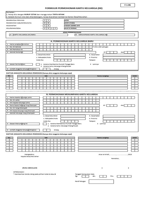 Formulir Kk Pdf