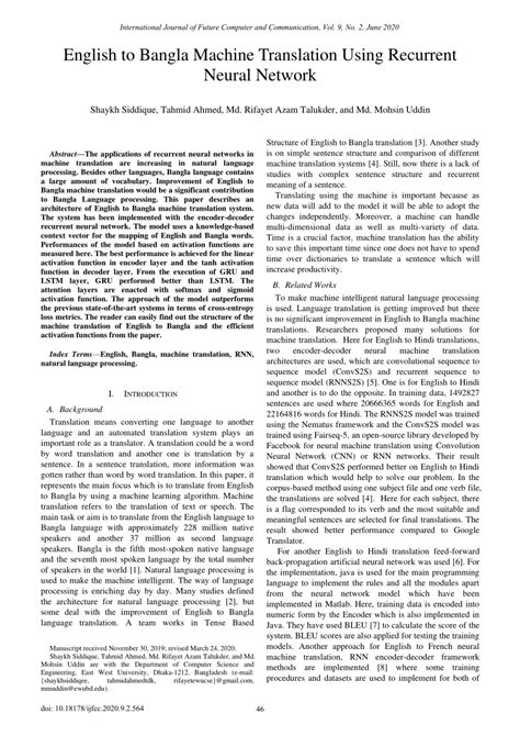 Pdf English To Bangla Machine Translation Using Recurrent Neural Network