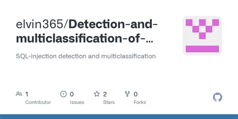 GitHub Elvin Detection And Multiclassification Of SQL Injections SQL Injection Detection