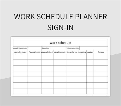 Work Schedule Template Excel Free Word Template