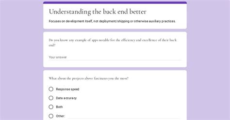 Backend Survey Backend