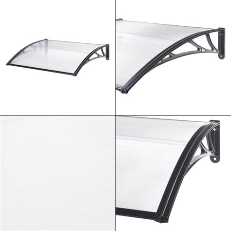 Auvent De Porte Dentrée Design Marquise Daccueil Résistante Aux Intempéries 150 X 100 Cm Noir