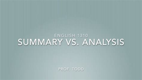 Summary Vs Analysis Youtube