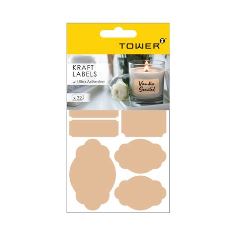 Tower Ultra Adhesive Kraft Labels 32 Labels Hasmart