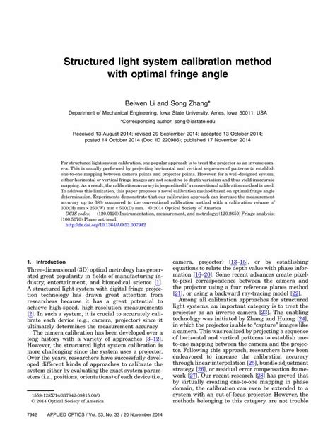 pdf structured light system calibration method with optimal fringe