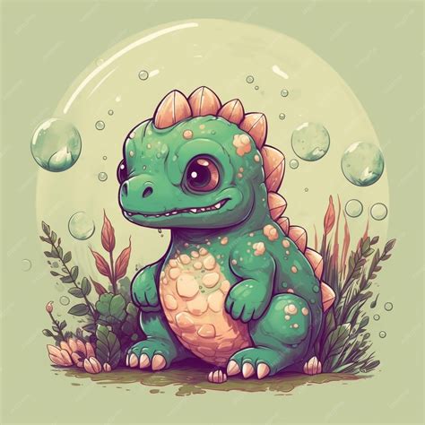 Premium Ai Image Cute And Adorable Cartoon Fluffy Dinosaur Dreamlike Surreal