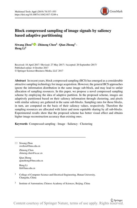 Block Compressed Sampling Of Image Signals By Saliency Based Adaptive Partitioning Request Pdf