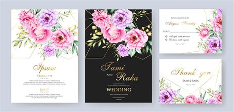 Premium Vector Elegant Watercolor Floral And Leaves Wedding Card