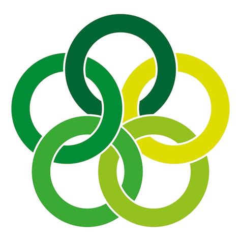 Interlocking Circles Pattern Green And Yellow Rings Geometric Abstract Design Vector