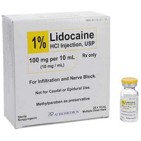 Lidocaine 1 For Injection Multi Dose Vial 10 Ml X 25 Per Tray