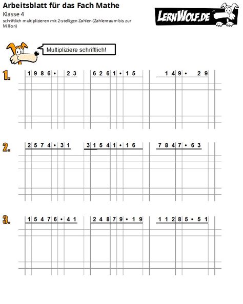 Übungen Mathe Klasse 4 Kostenlos Zum Download Lernwolfde