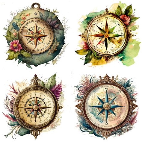Antique Compass Rose Tattoo