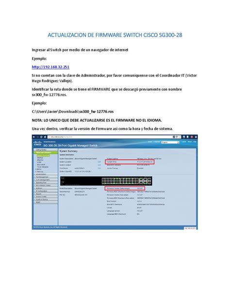 Actualizacion De Firmware Switch Cisco Sg300 Pdf Áreas De Informática Tecnología Digital