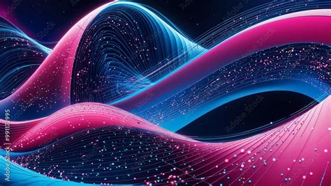 Digital abstract image featuring a dynamic wave-like pattern. The ...