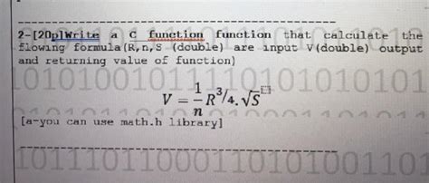 2 [20p] Write A C Function Function That Calculate