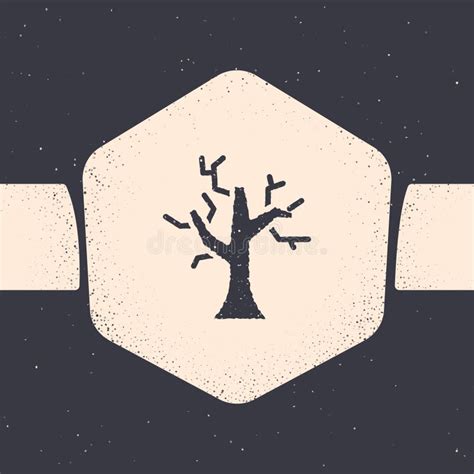 Grunge Withered Tree Icon Isolated On Grey Background Bare Tree Dead