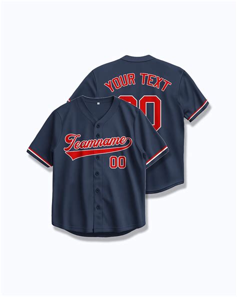 Custom Heat Press Or Embroidered Navy Baseball Jersey Personalized