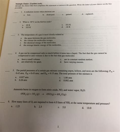 Solved Multiple Choice 3 Points Each Identify The Choice