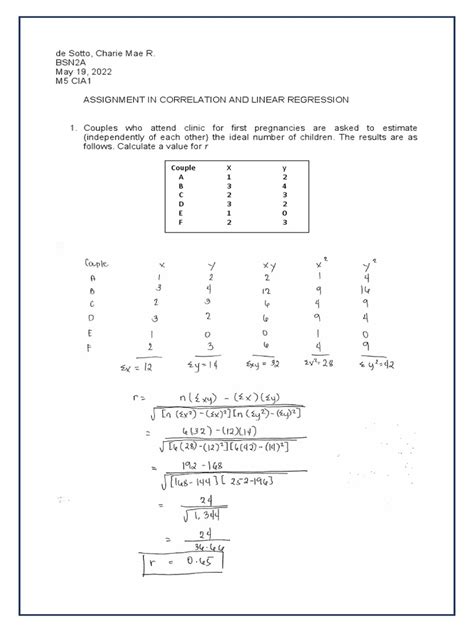 Assignment In Correlation Pdf