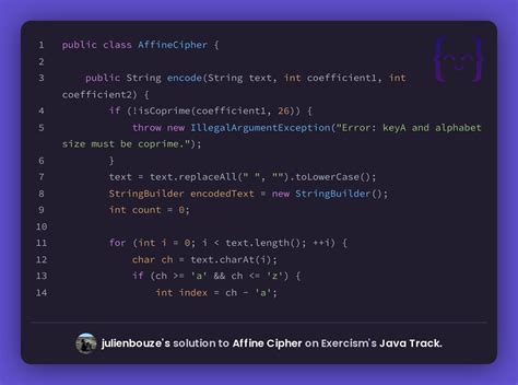 julienbouze s solution for affine cipher in java on exercism