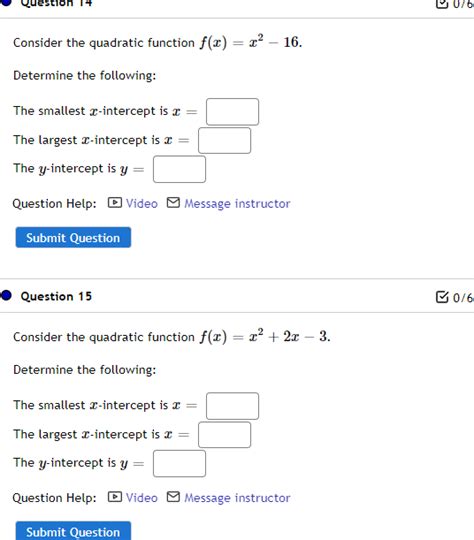 Solved Question Consider The Quadratic Function F X Chegg