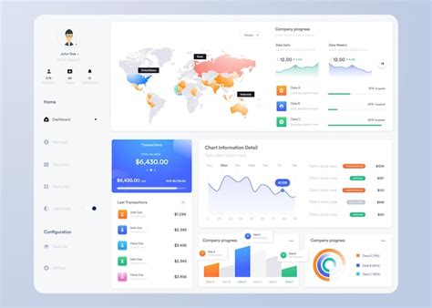 premium vector ui ux infographic dashboard ui design with graphs charts and diagrams web