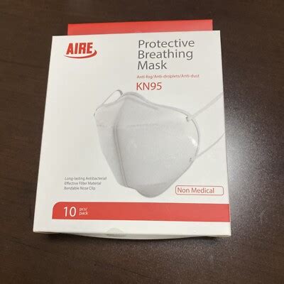 Kn95 Aire Face Mask Pack Of 10 Fold Flat Masks Comfortable Fit Bendable