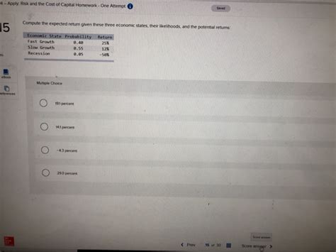 solved 4 apply risk and the cost of capital homework one