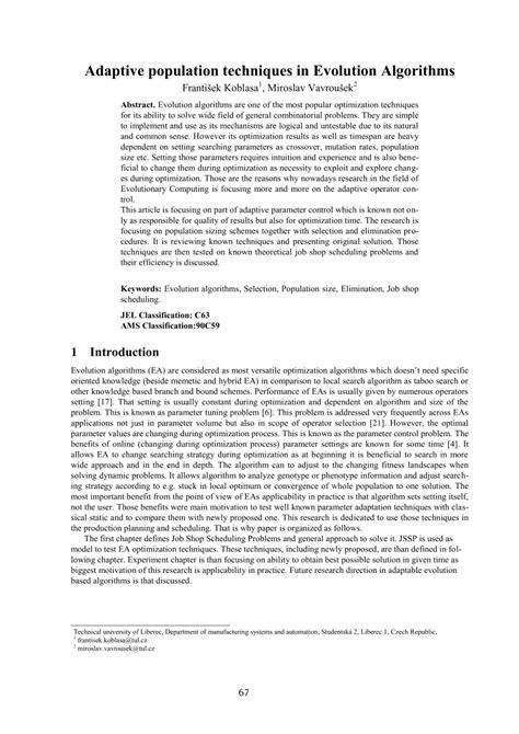 Pdf Adaptive Population Techniques In Evolution Algorithms
