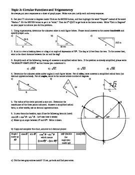 IB Math SL Topic Overview Circular Functions And Trigonometry With Answer Key