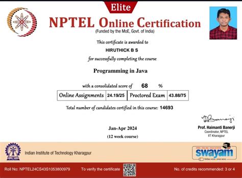 Hiruthick B S On Linkedin Java Nptel Javaprogramming