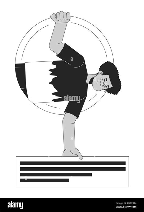 Software Developer Coding Black And White 2d Line Cartoon Character