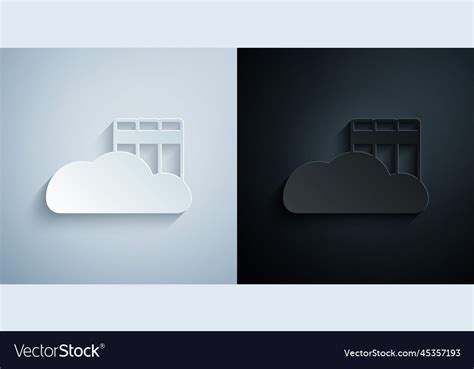 Paper Cut Cloud Or Online Library Icon Isolated On