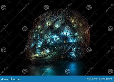 Neural Network In The Shape Of A Human Brain With Glowing Connections Neural Network In The Shape Of A Human Brain With Glowing Connections